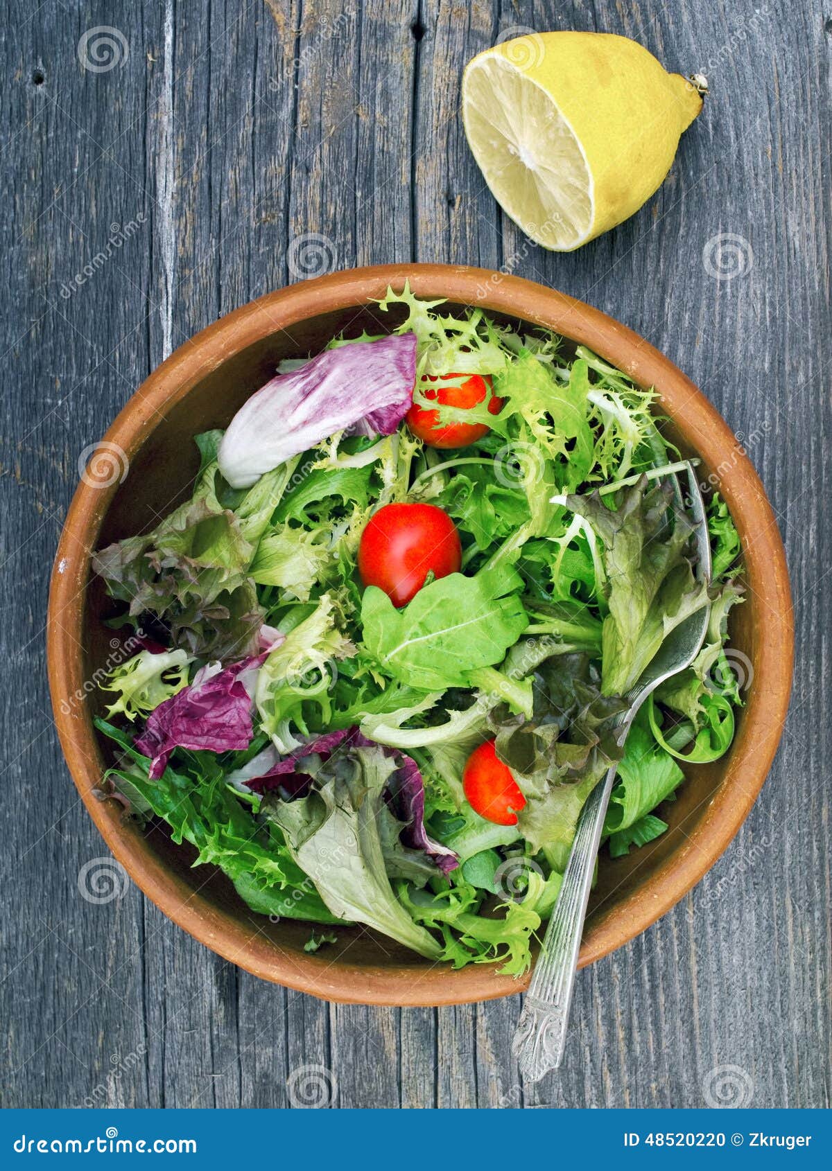 Rustic salad greens stock photo. Image of vegetables - 48520220