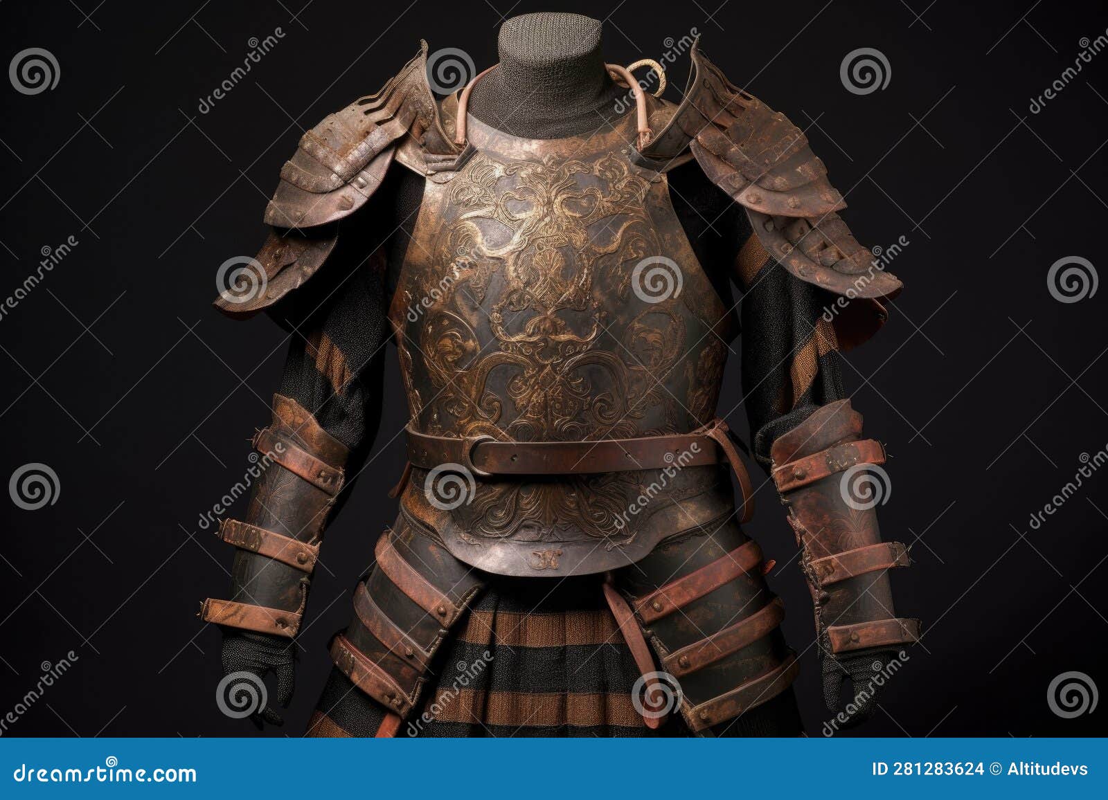 Rustic Samurai Armor with Signs of Wear and Battle Stock Illustration ...