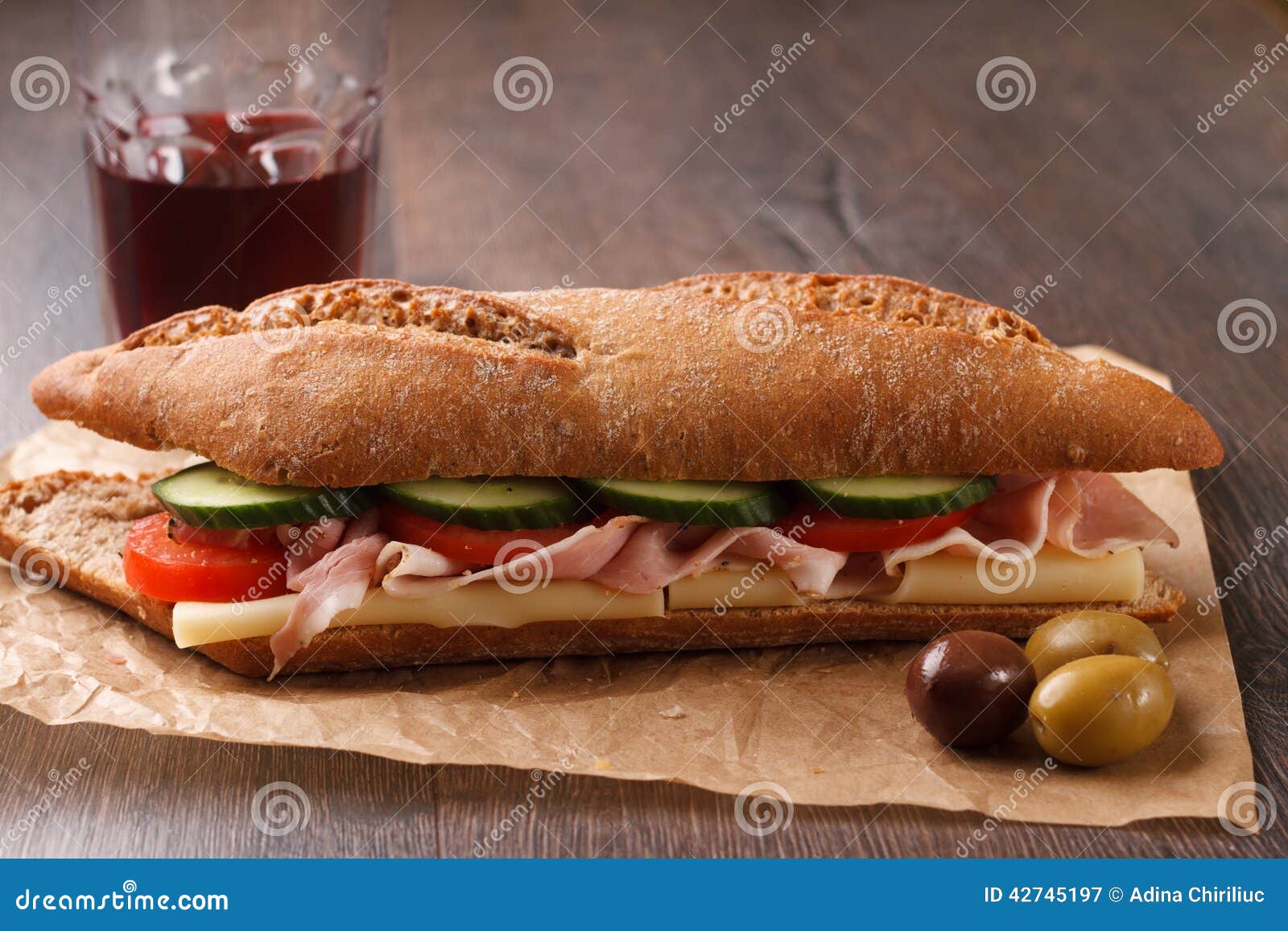 Rustic sandwich stock image. Image of cheese, green, meat - 42745197