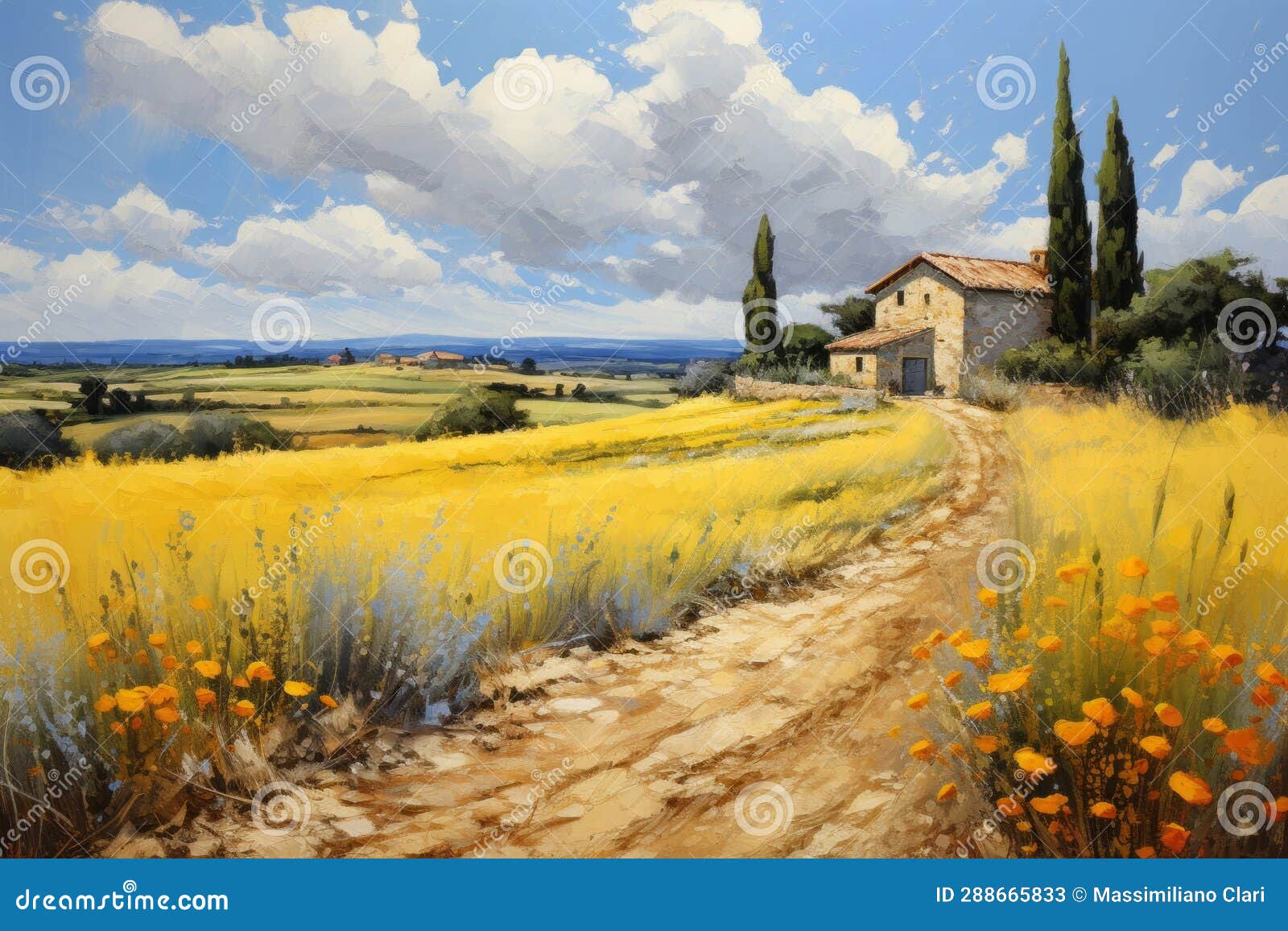 Rustic Scene of a Rural Landscape Painted with Palette Knives ...