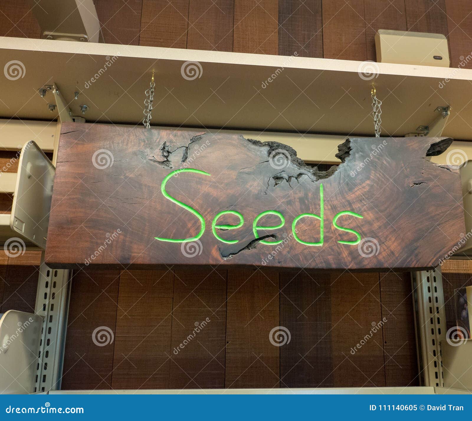 Rustic `seeds` Sign on Top of Library Shelf Stock Image - Image of ...