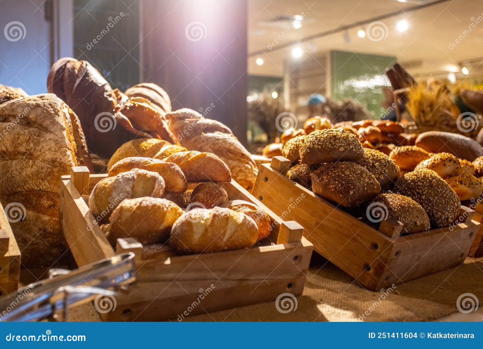 Rustic Set with Bread Buffet for Decoration Design. Rustic Wood Table ...