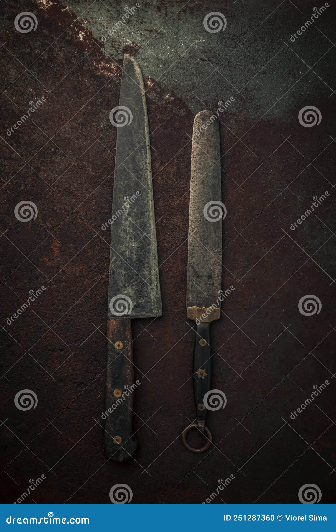 Rustic Set of Kitchen Knife and Knife Sharpener with Wooden Handle ...