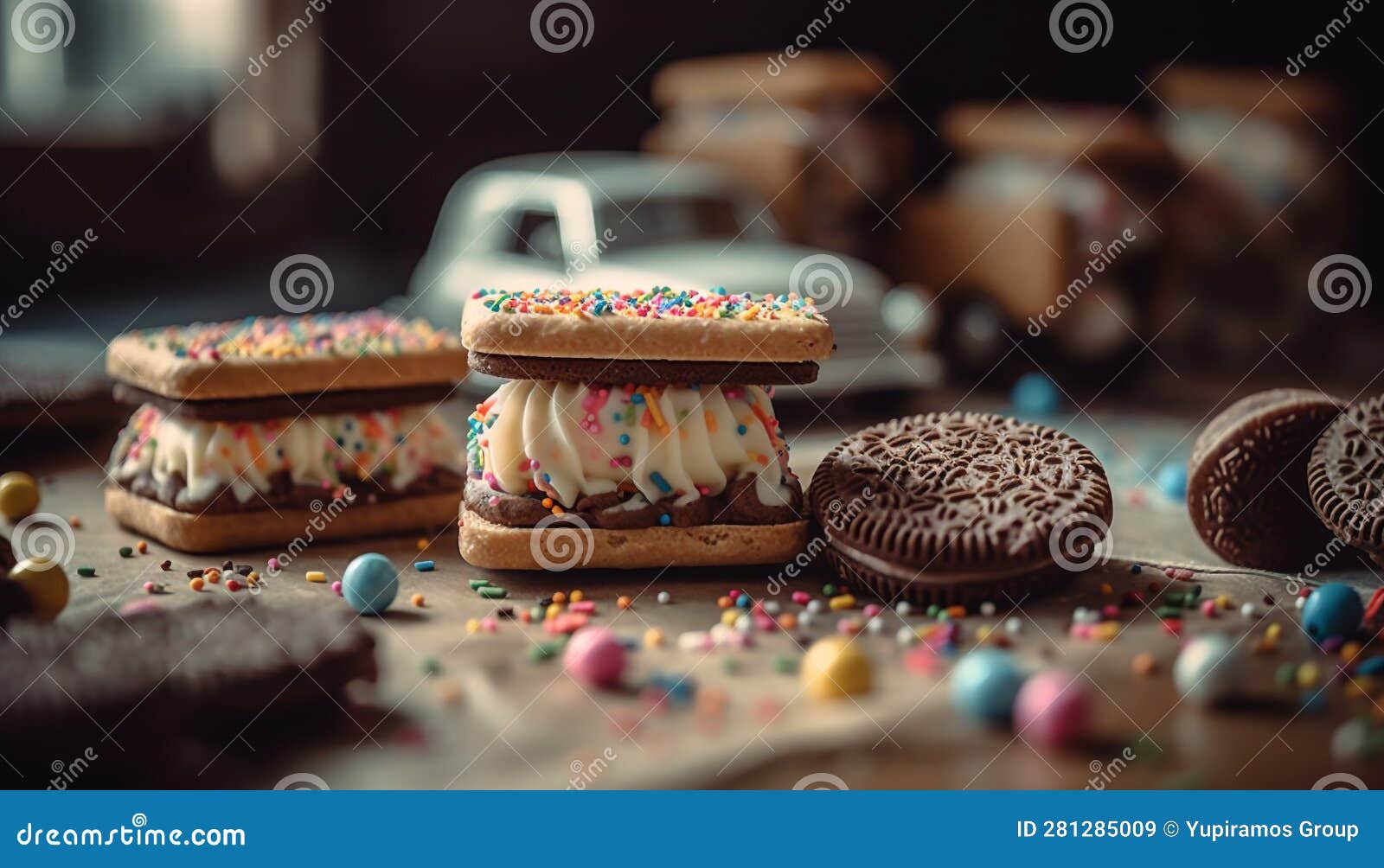 Rustic Shortbread Biscuit Stack, Tempting Decoration of Multi Colored ...