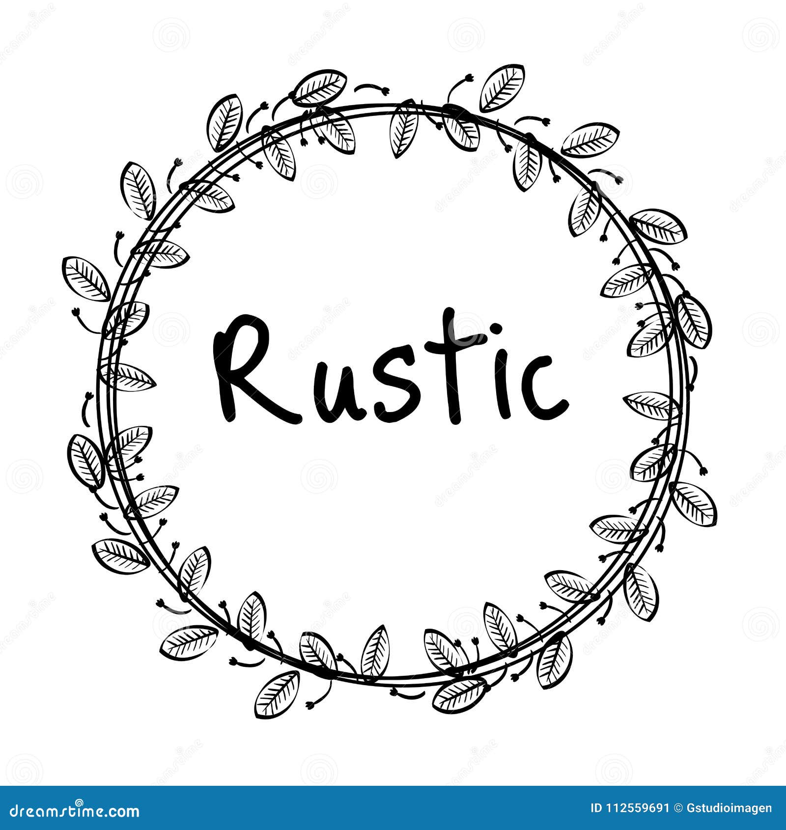 Rustic sign with leaves. stock vector. Illustration of branch - 112559691