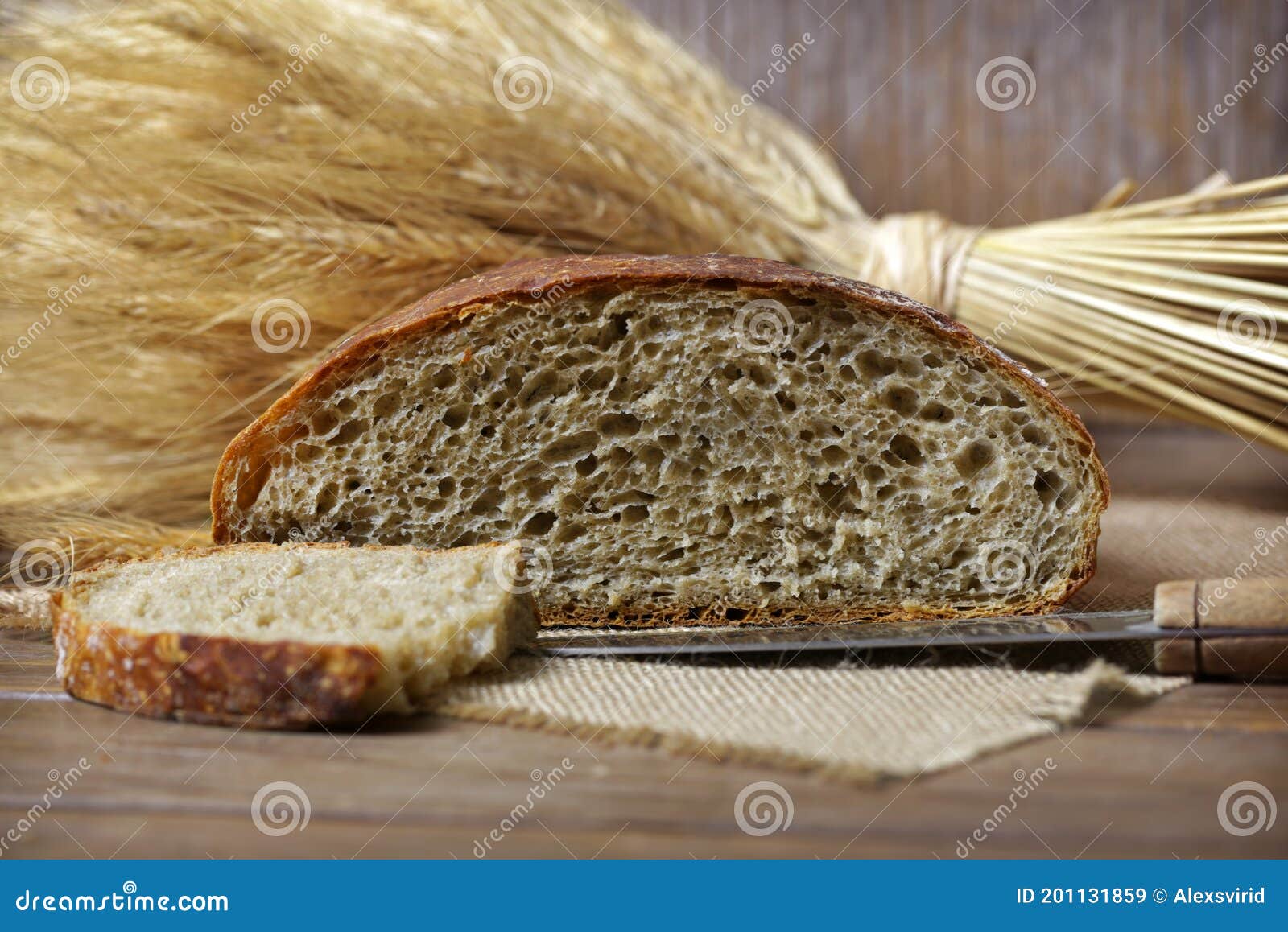 Rustic Sliced Loaf of Bread. Stock Image - Image of cuisine, sliced ...