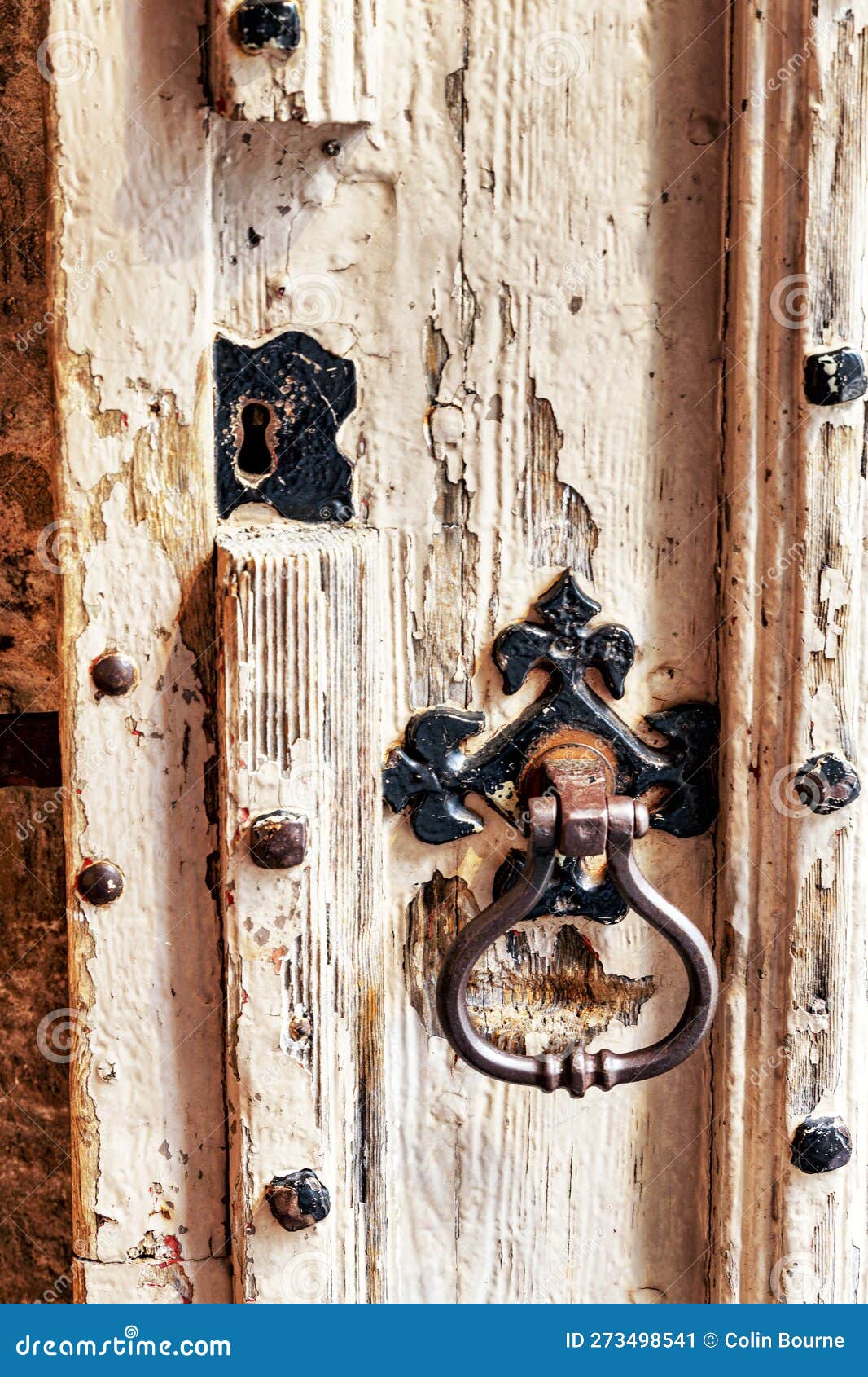 Rustic Solid Door with Handle and Lock Stock Image - Image of fixtures ...