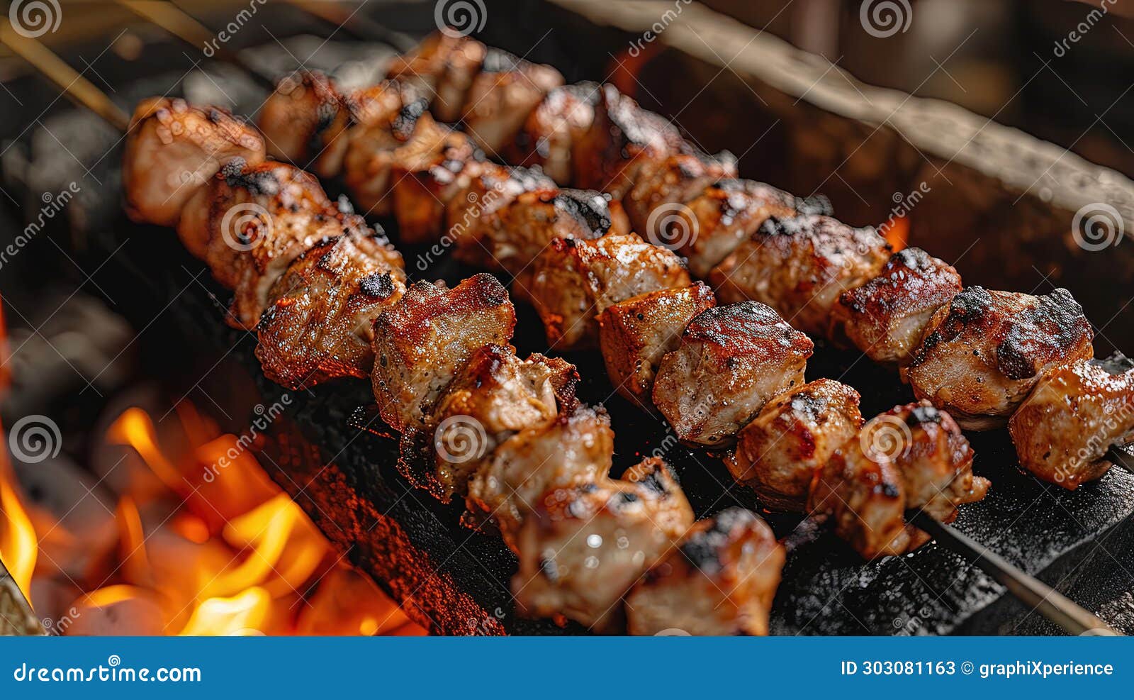 Rustic Souvla Delight stock image. Image of meat, dinner - 303081163