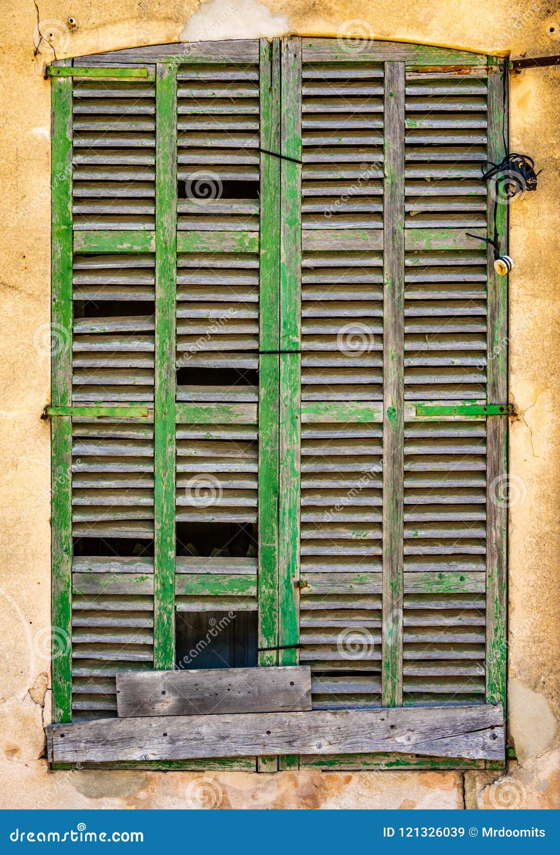 Rustic Spanish Villa Shutters Stock Image - Image of broken, house ...