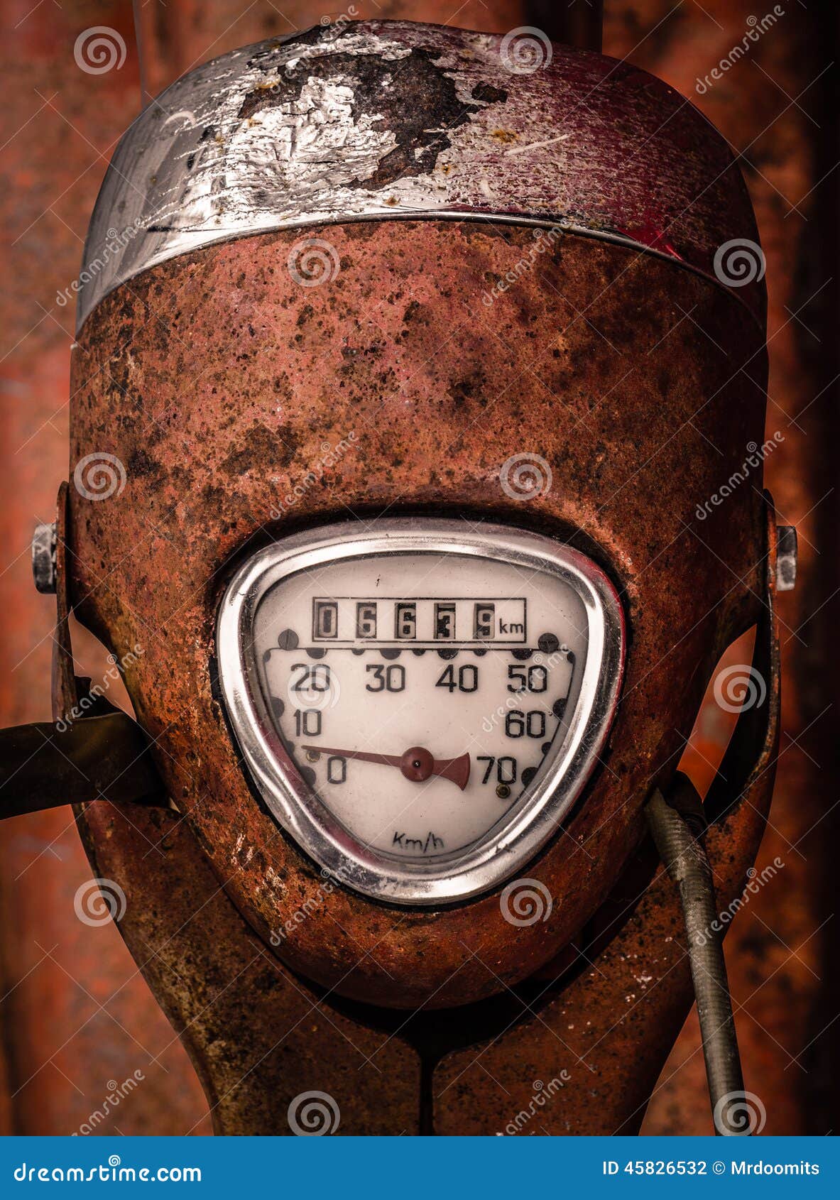 The Speedometer On A Moped. Old-fashioned Moped Stock Photo ...