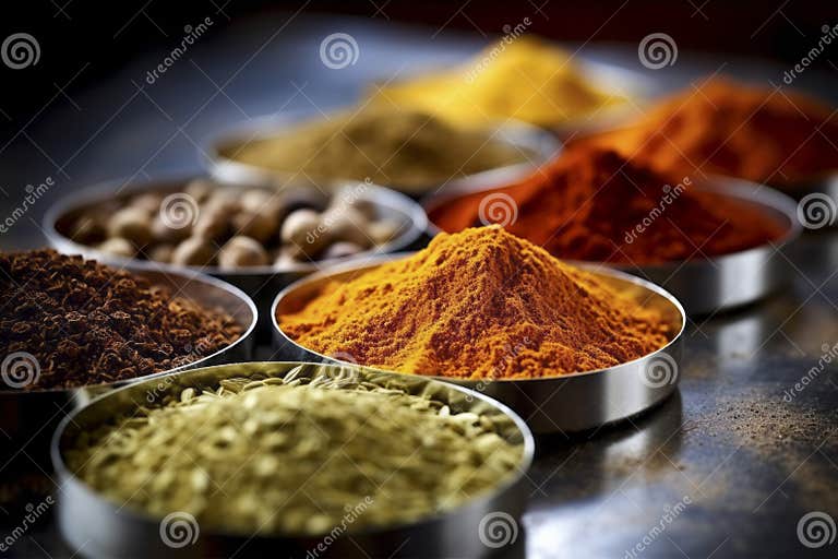 Rustic Spice Assortment Display Stock Photo - Image of textured ...