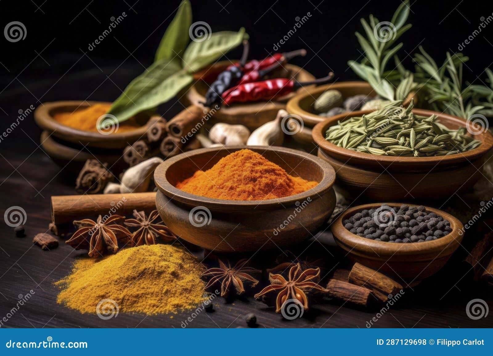 Rustic Spice Assortment Display Stock Illustration - Illustration of ...