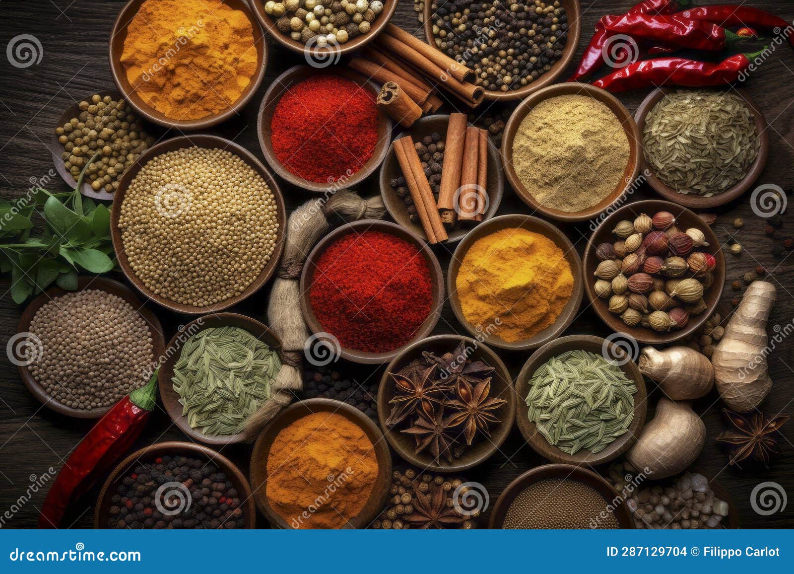 Rustic Spice Assortment Display Stock Photo - Image of cinnamon ...