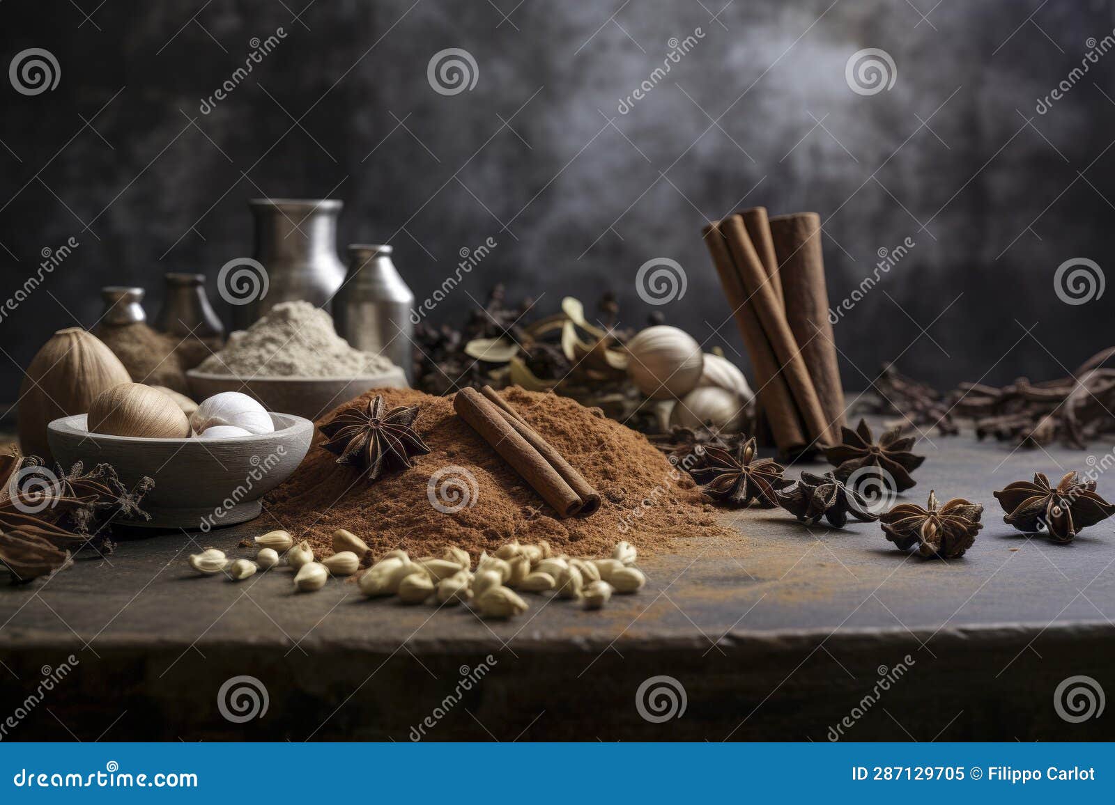 Rustic Spice Assortment Display Stock Illustration - Illustration of ...