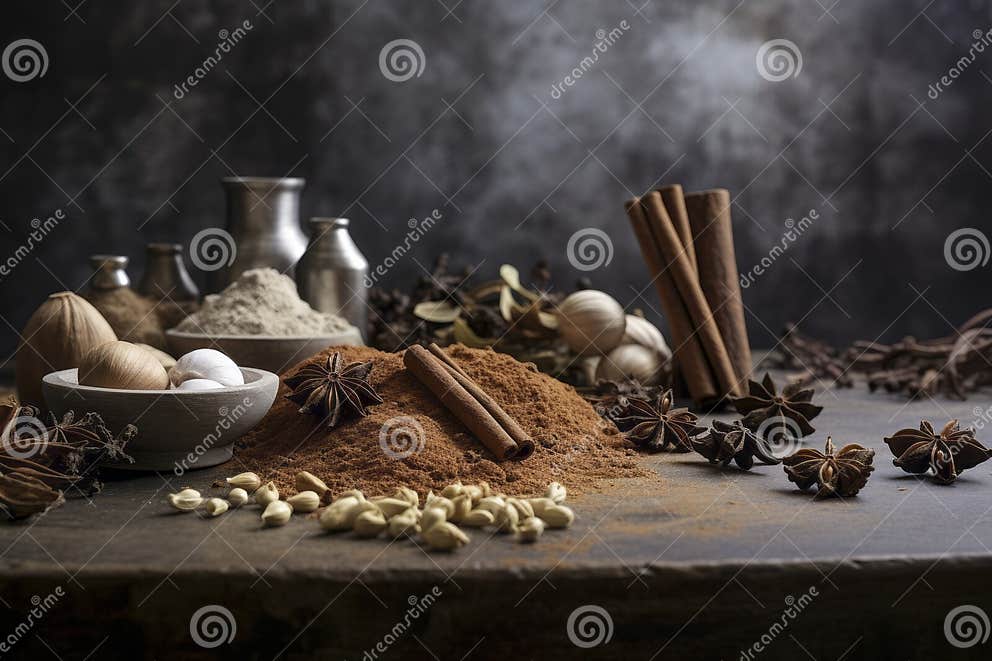 Rustic Spice Assortment Display Stock Image - Image of culinary ...