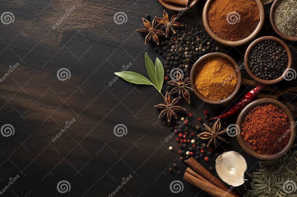 Rustic Spice Assortment Display Stock Photo - Image of cardamom ...