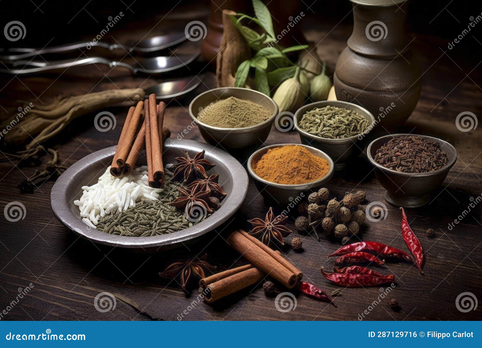Rustic Spice Assortment Display Stock Photo - Image of aromatic ...