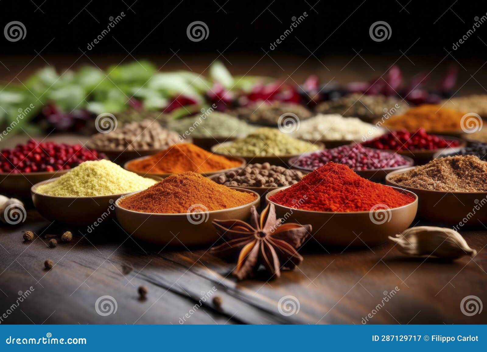 Rustic Spice Assortment Display Stock Image - Image of turmeric ...