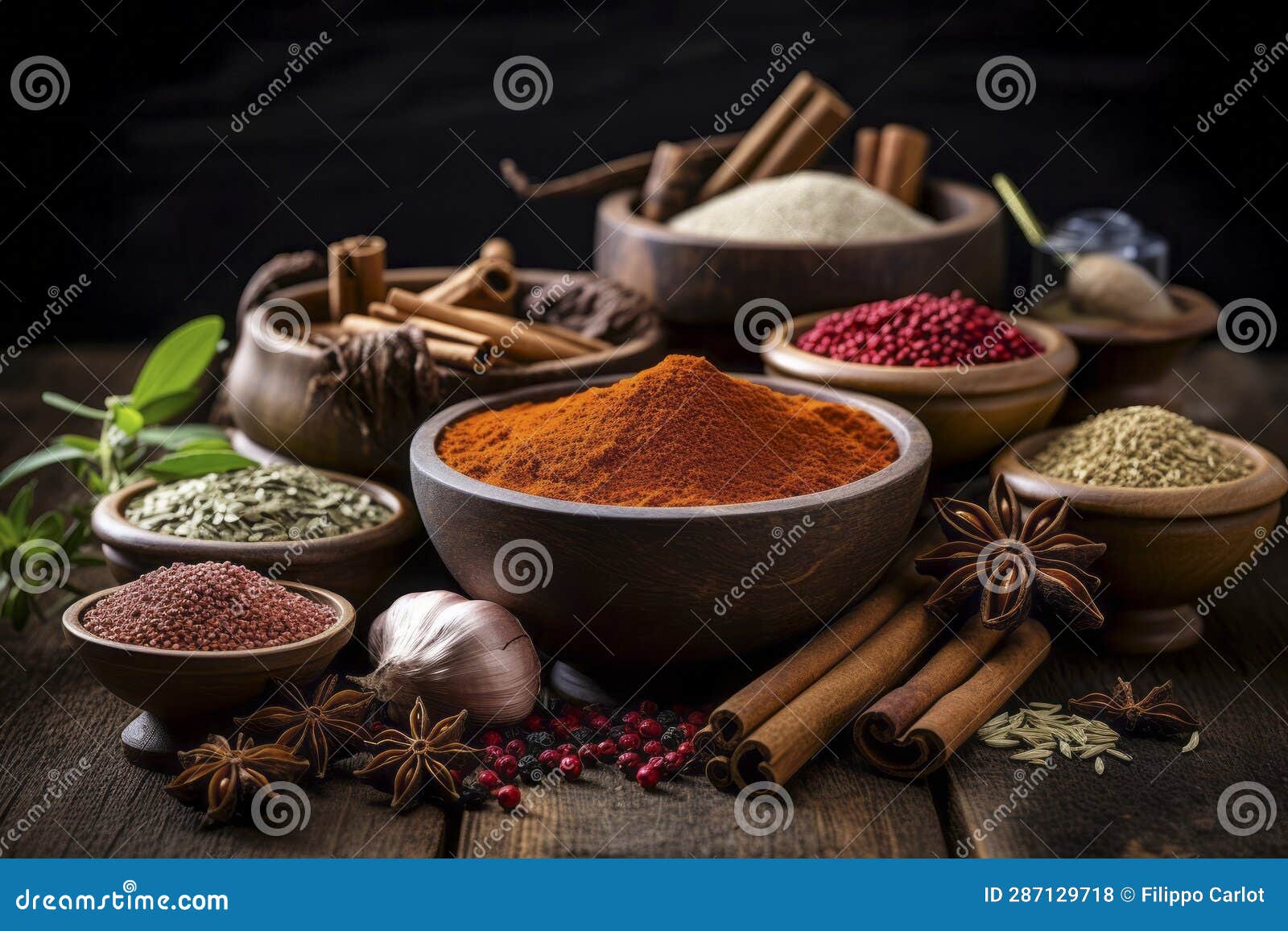 Rustic Spice Assortment Display Stock Photo - Image of composition ...