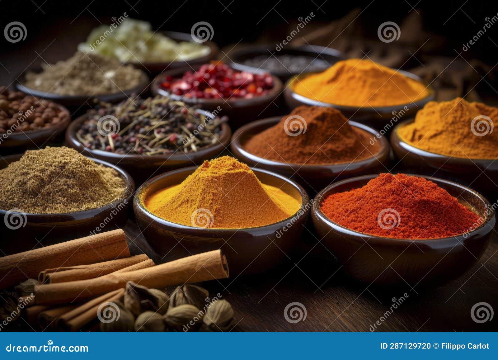 Rustic Spice Assortment Display Stock Photo - Image of vintage, chili ...