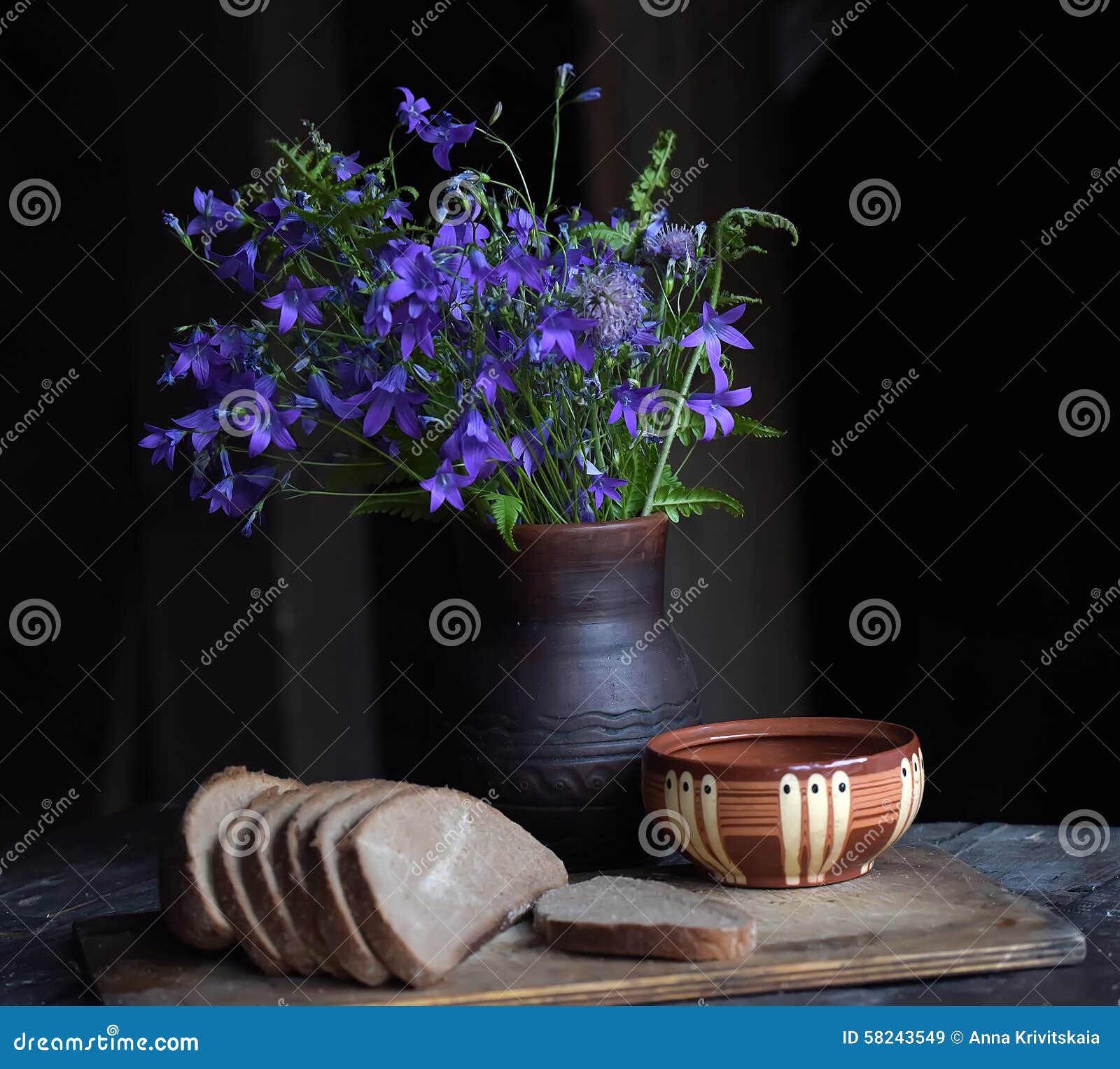 Rustic still life stock image. Image of healthy, loaf - 58243549