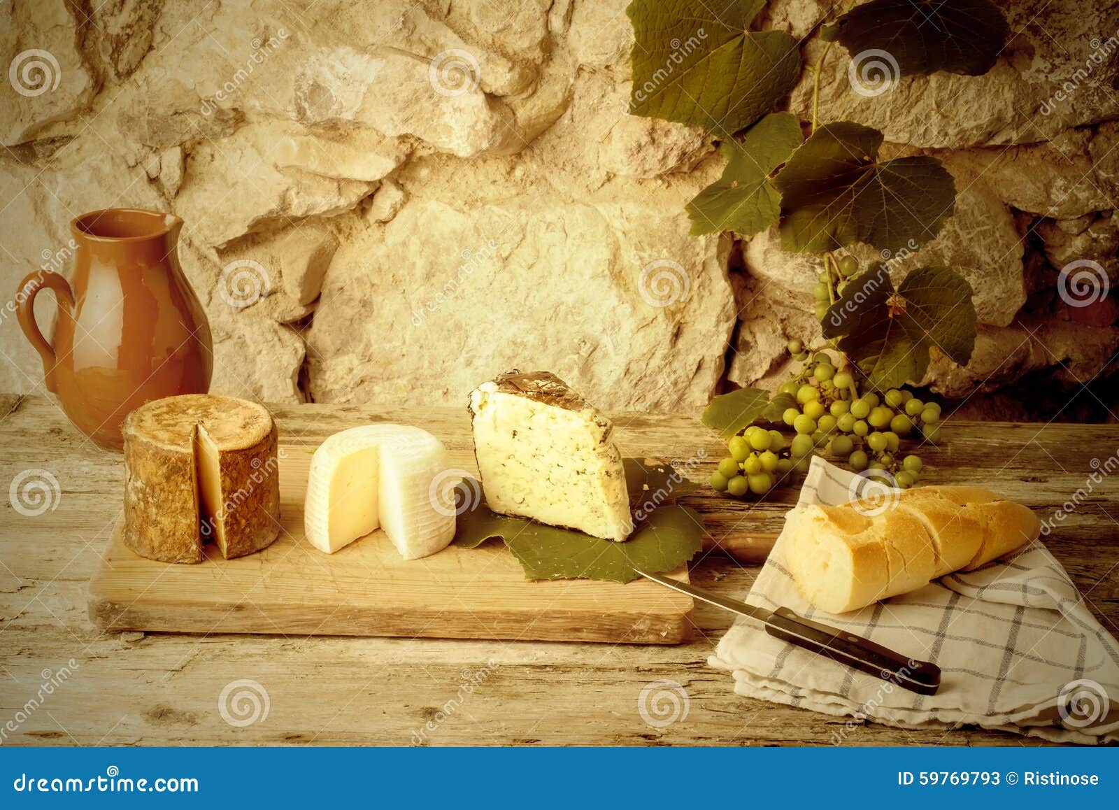 Rustic Still Life, Cheese Varieties Stock Image - Image of cheese ...
