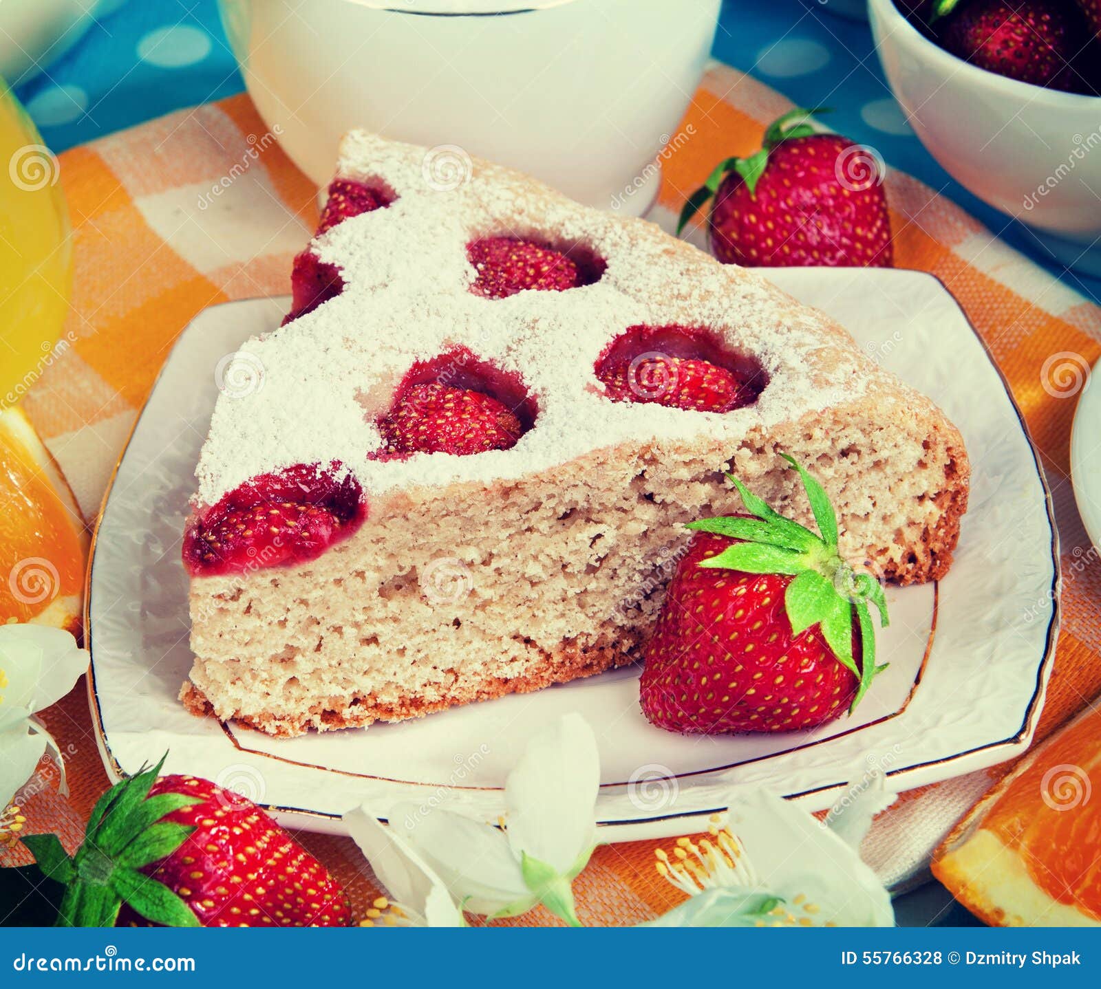 Rustic Still Life. Strawberry Cake Stock Photo - Image of pastry ...