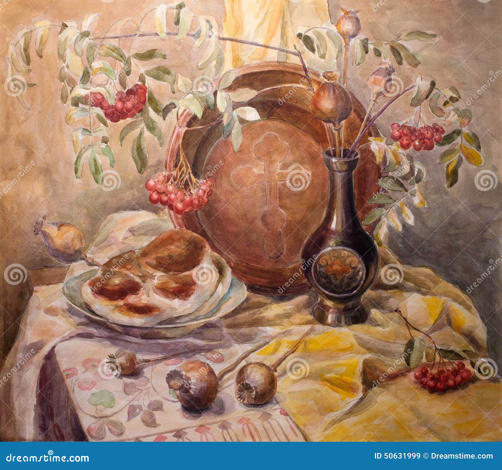 Rustic still life stock illustration. Illustration of plant - 50631999