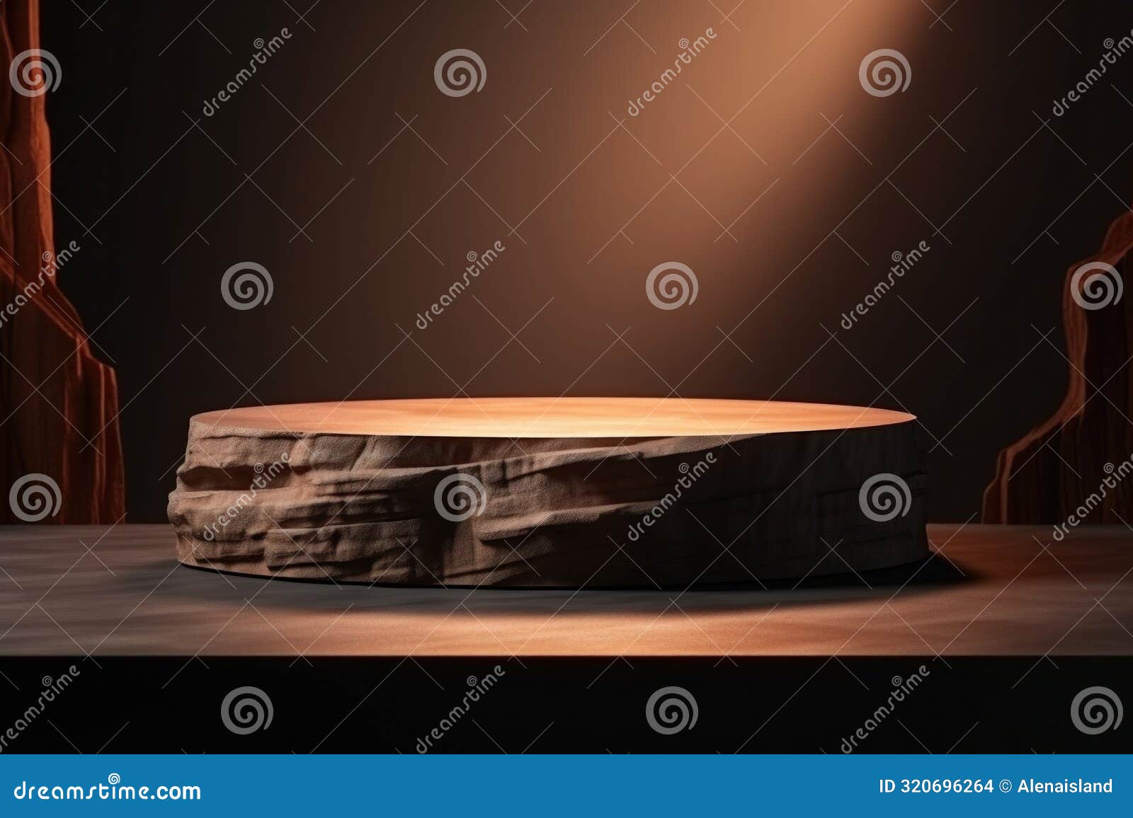 Rustic Stone Display Platform with Dramatic Lighting Stock Photo ...