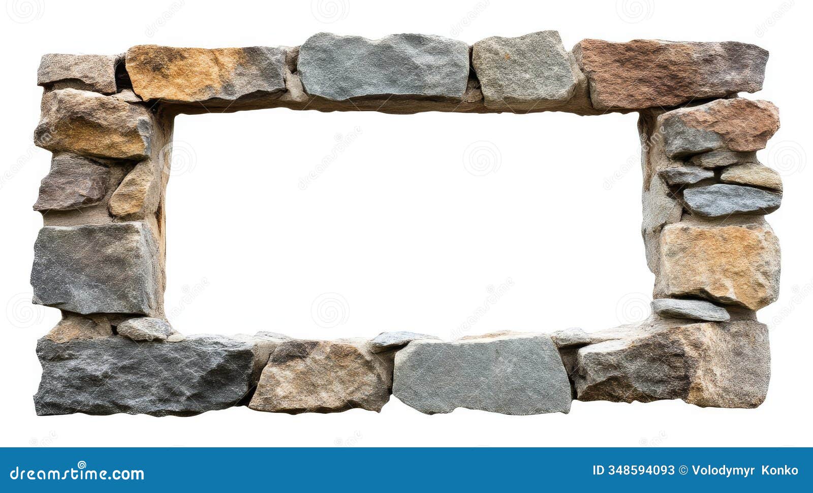 Rustic Stone Frame with Blank Center on Transparent Background ...