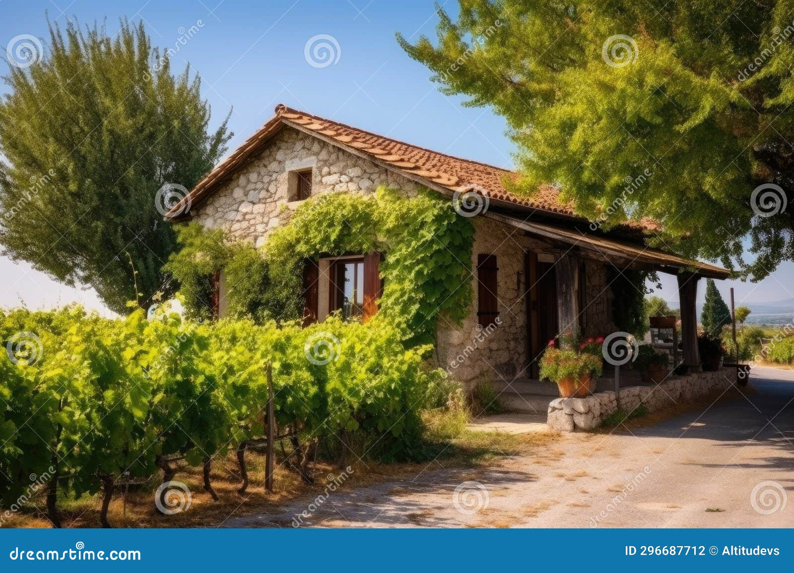 Rustic Stone House of Vineyard Owner in a Wine Estate Stock Photo ...