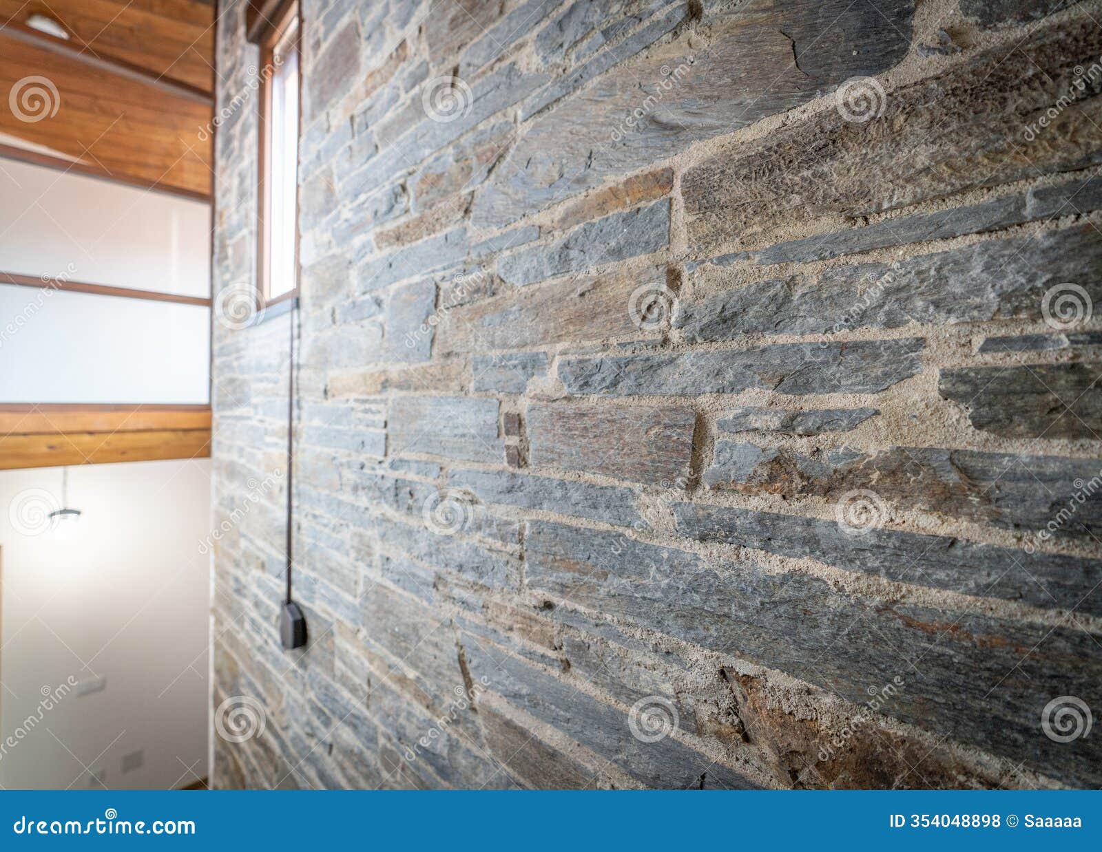 Rustic Stone Wall in Modern Interior Design Stock Photo - Image of ...
