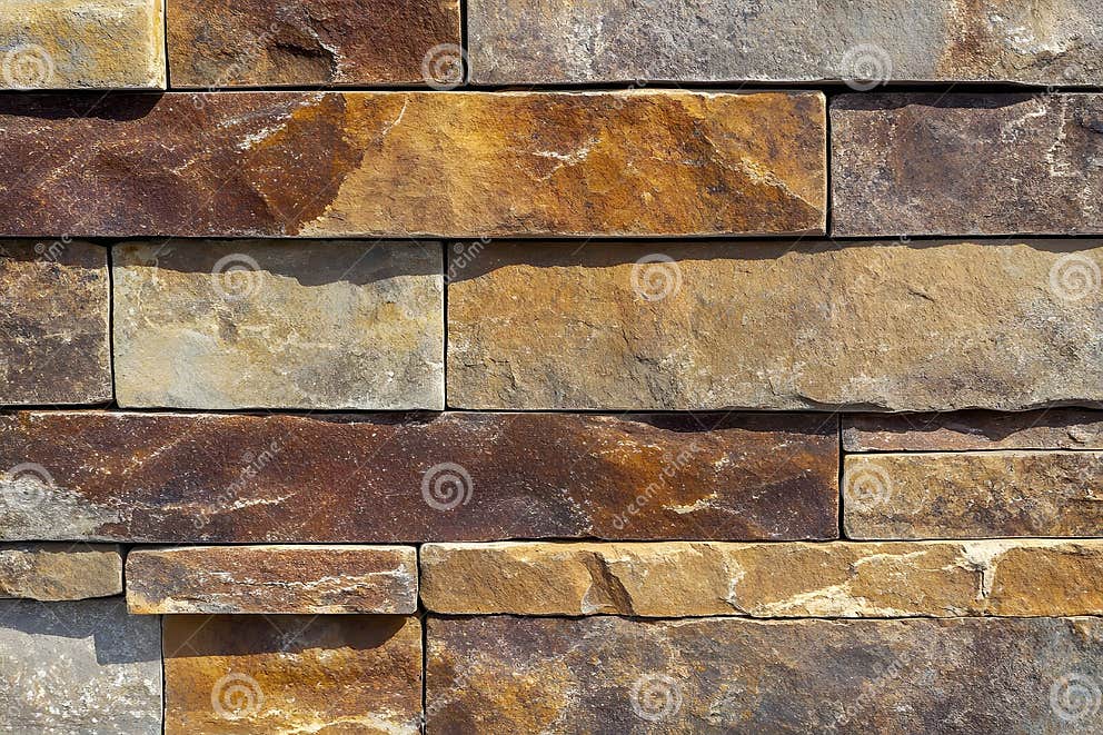 Rustic Stone Wall Texture: Brown, Tan, and Gray Blocks Stock ...