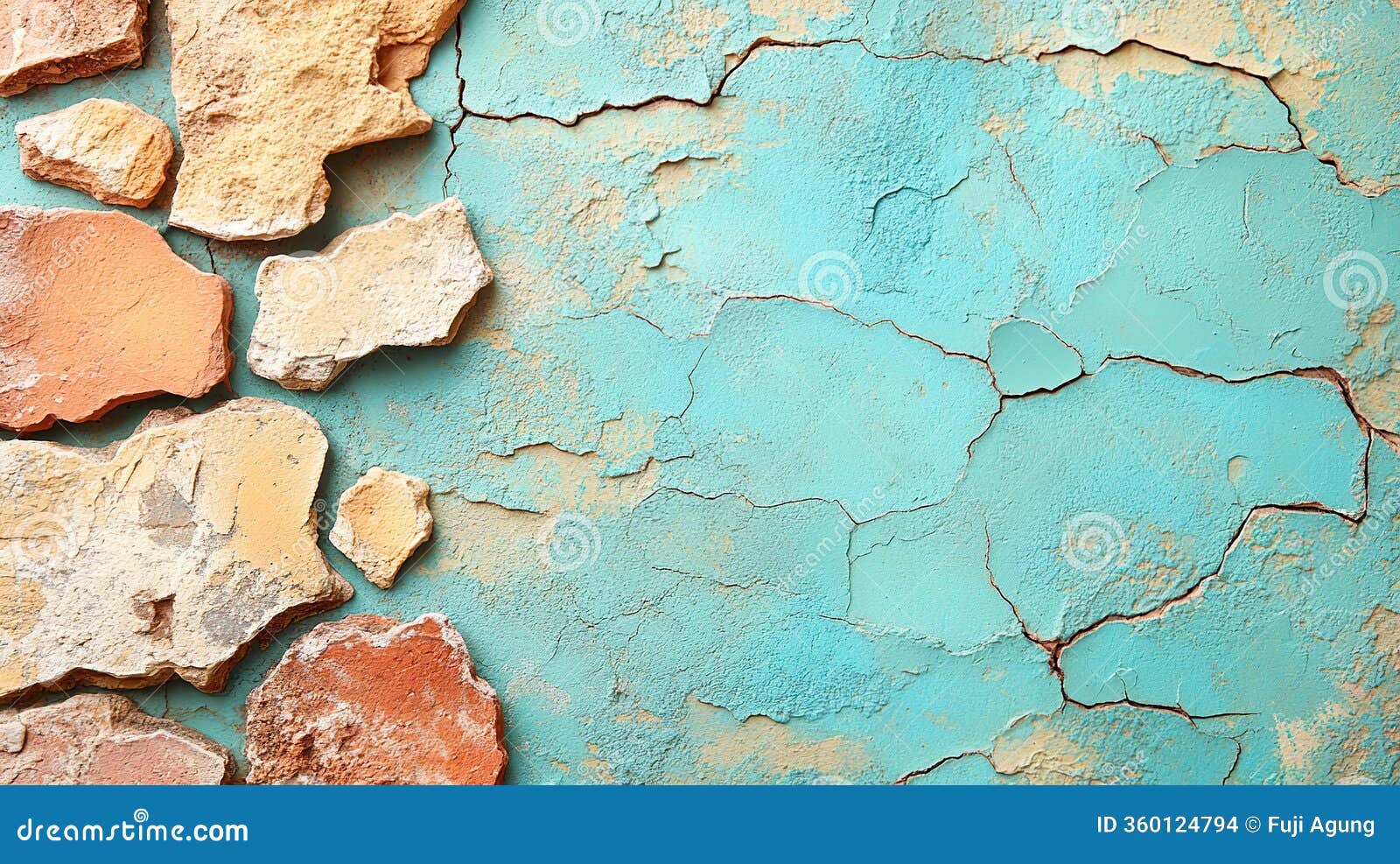 Rustic Stone Wall Texture, Cracked Turquoise Paint Background, Design ...