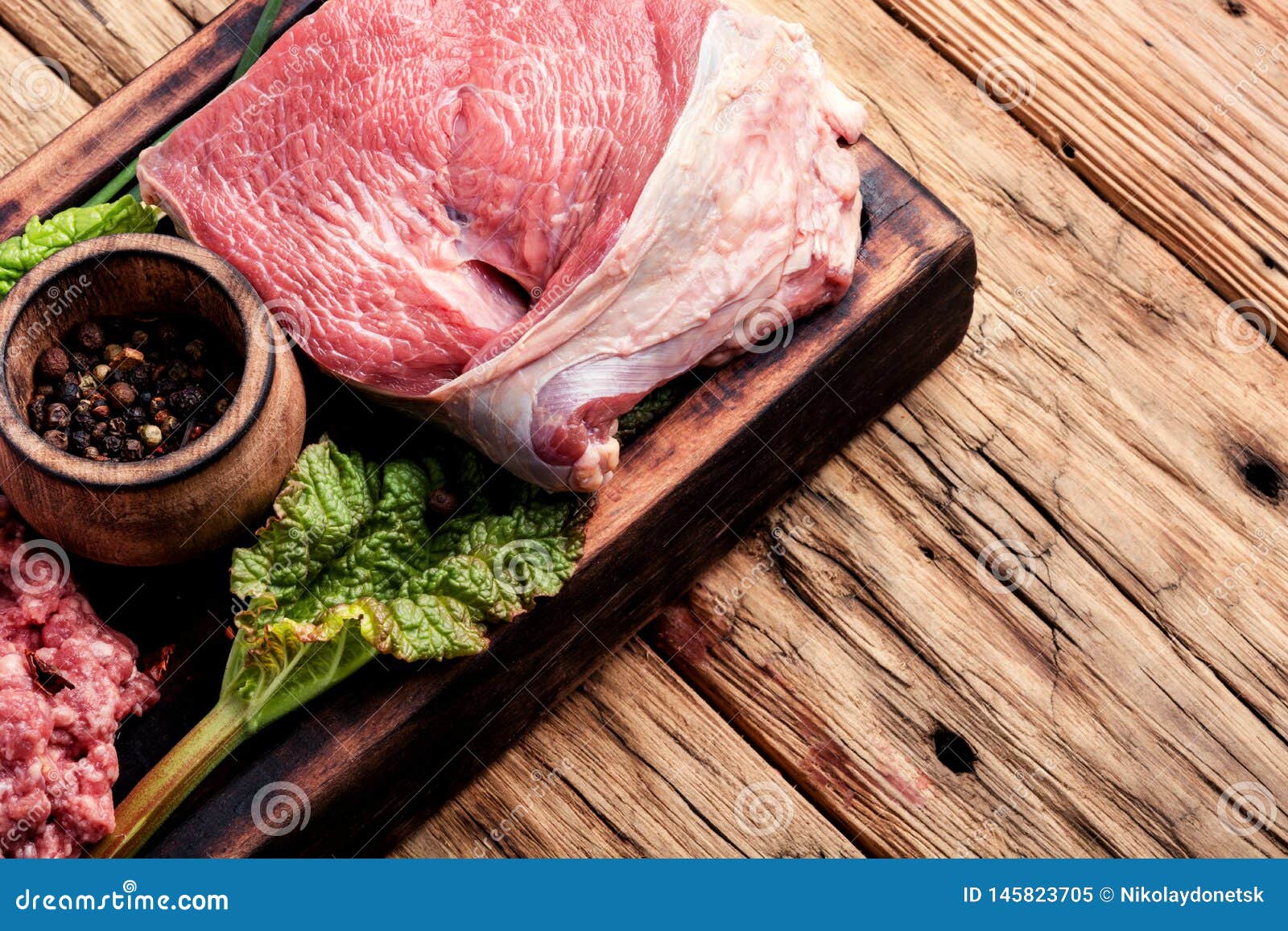 Beef and farce stock image. Image of veal, mince, wooden - 145823705