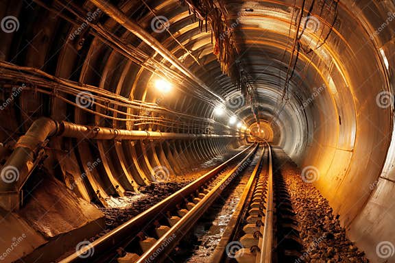 Rustic Subway Tunnel with Gritty Texture and Lighting. Stock Image ...