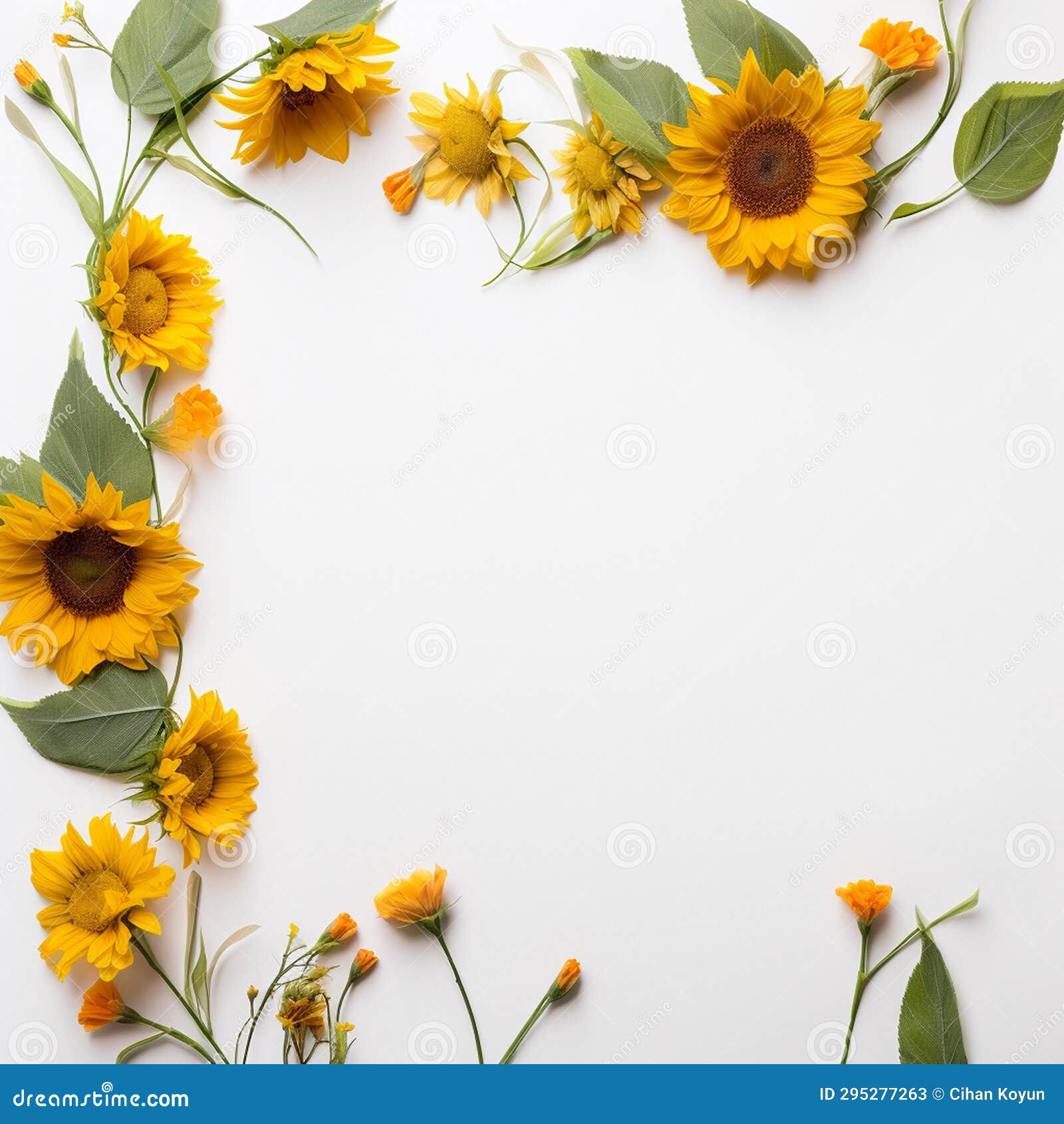 Rustic sunflower border stock illustration. Illustration of stem ...