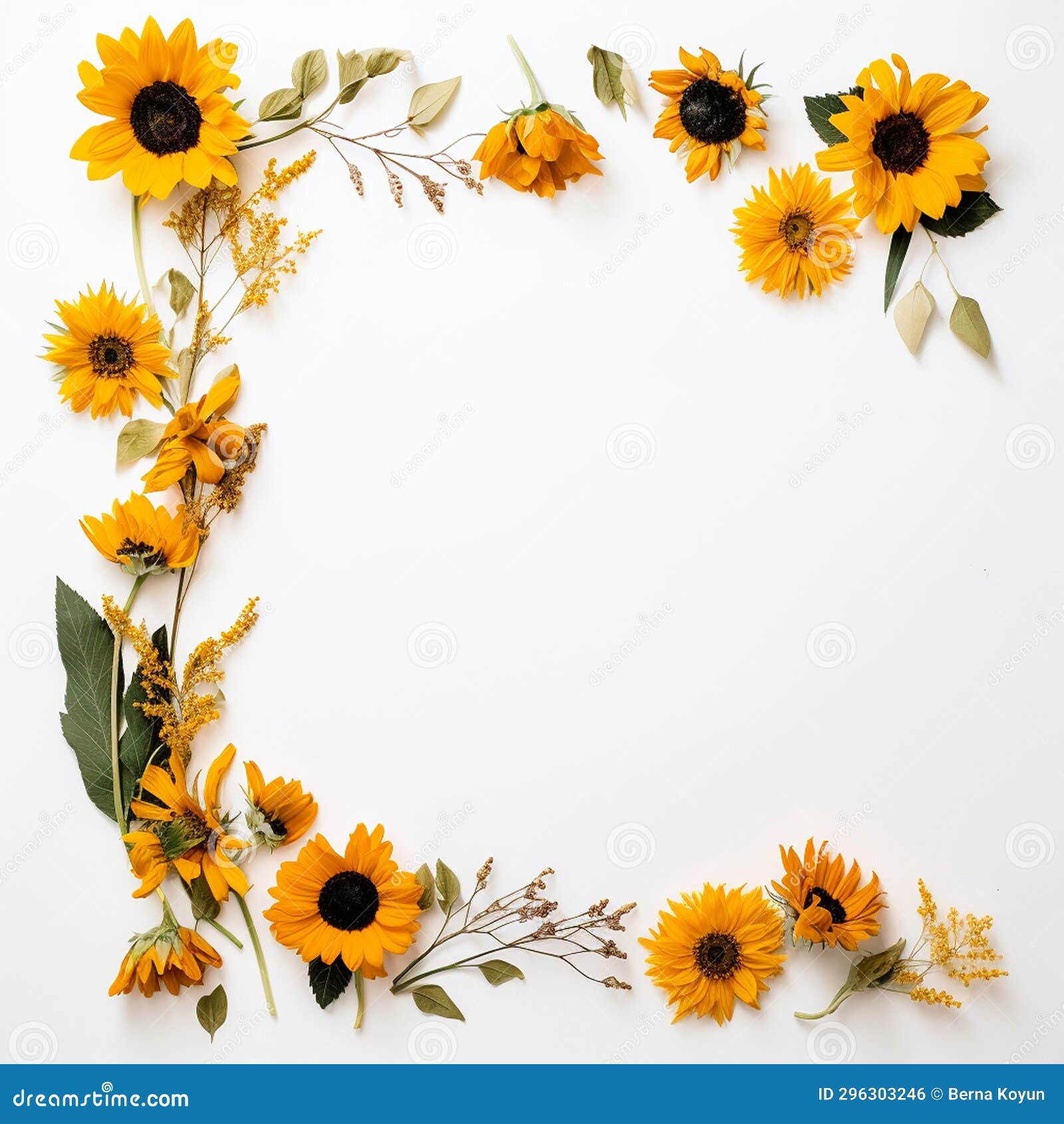 Rustic sunflower border stock illustration. Illustration of bouquet ...