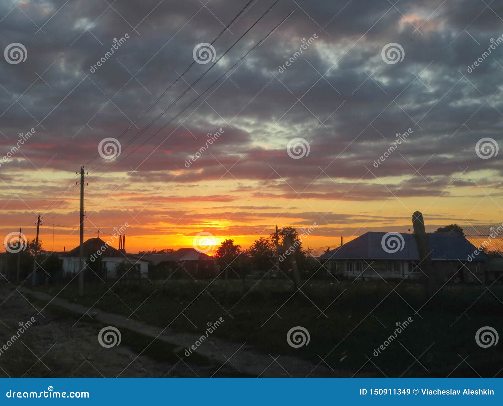 Rustic Sunset in the Garden in Russia Stock Image - Image of pastel ...