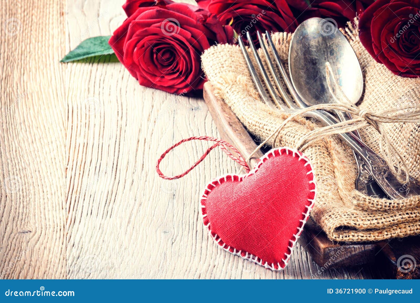 Rustic Table Setting for St Valentine S Dinner Stock Photo - Image of ...