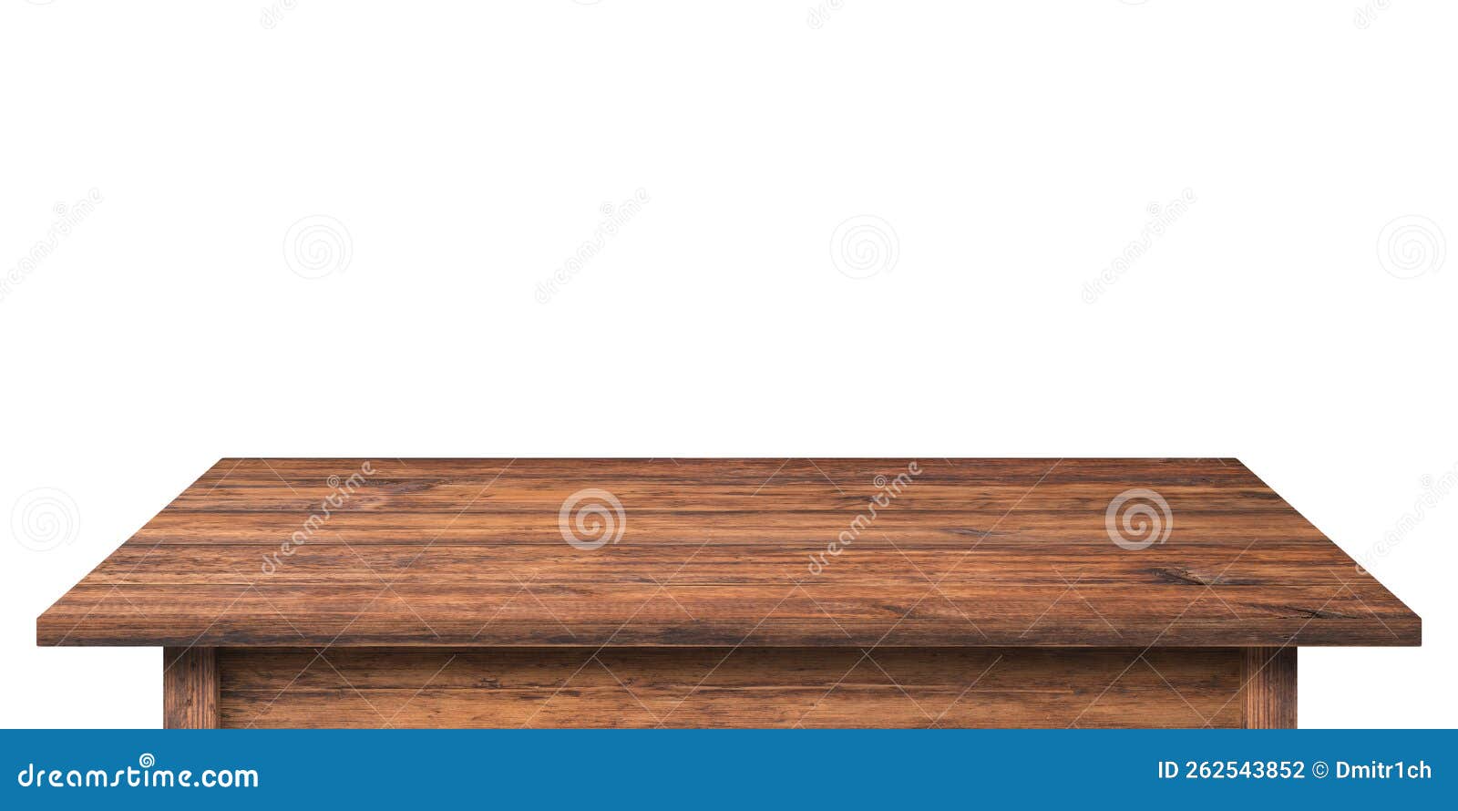 Rustic Tabletop Isolated on White Background. Wooden Table with Empty ...