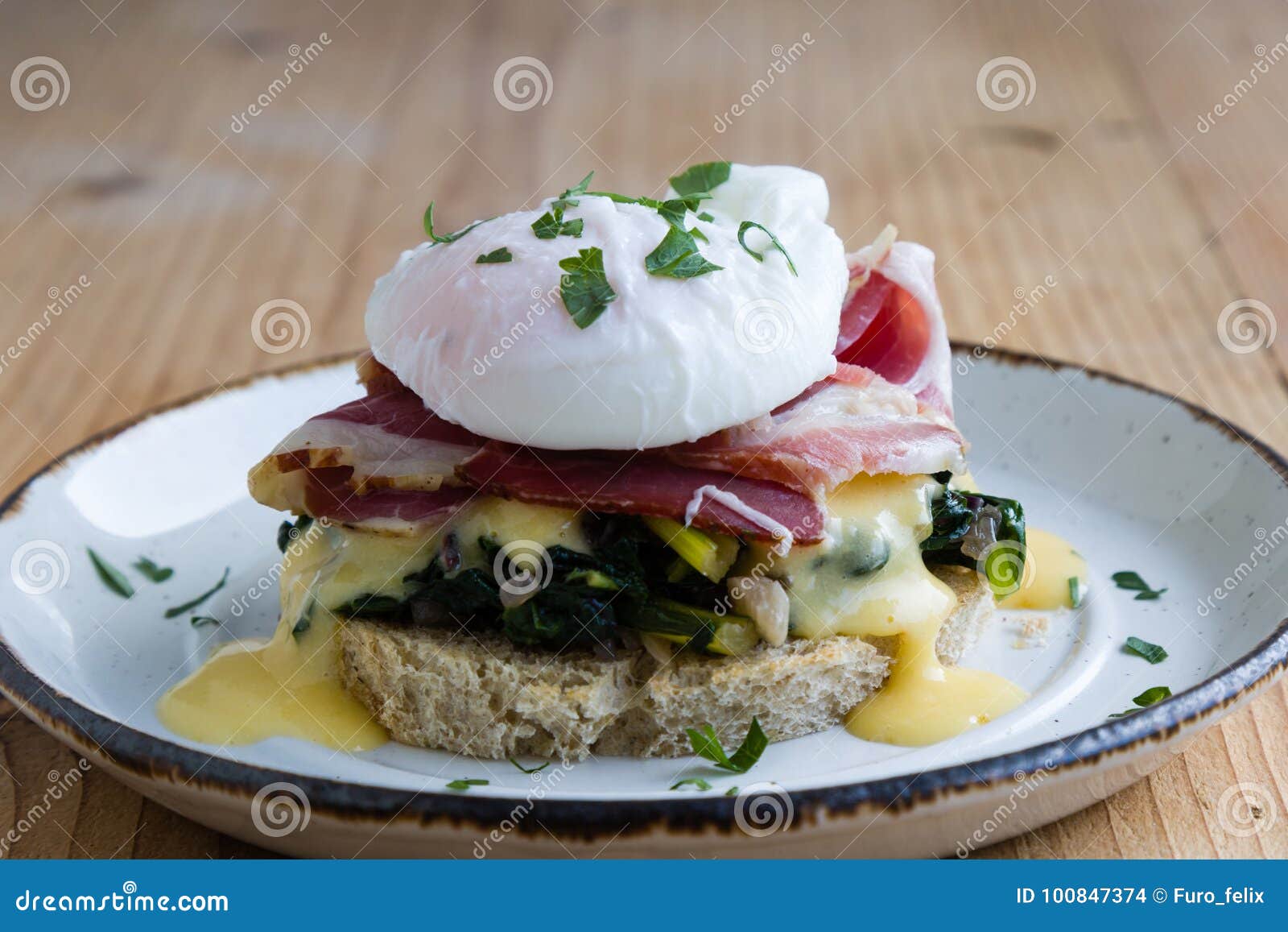 Rustic eggs benedict stock photo. Image of snack, meal - 100847374