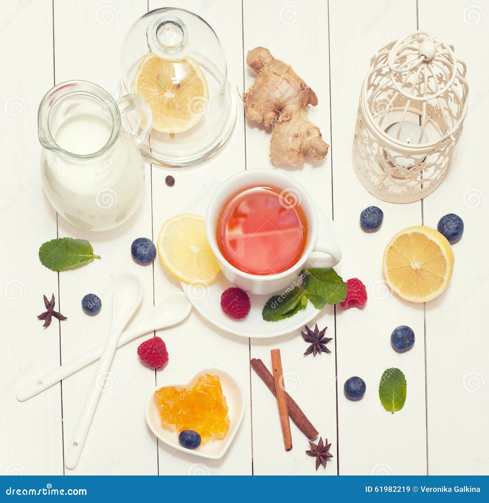 Rustic tea stock image. Image of berries, healthy, milk - 61982219