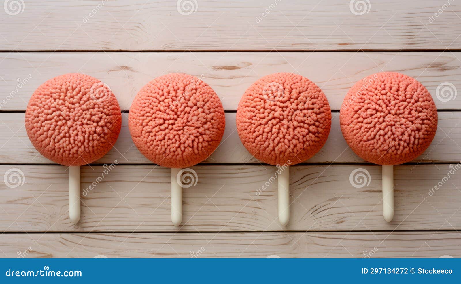 Rustic Texture Pink Lollipops: Organic Rubber Sculptures for Flat ...