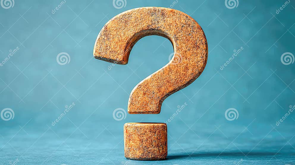 A Rustic, Textured Question Mark Set Against a Muted Blue Background ...