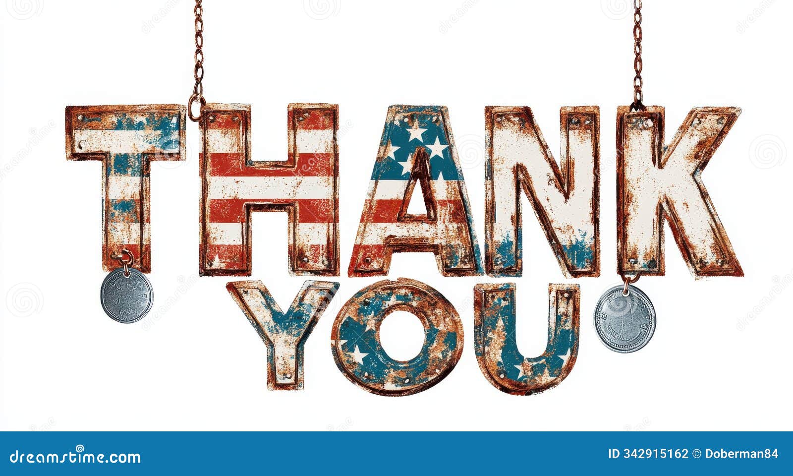 Rustic Thank You Design with American Flag Elements on White Background ...