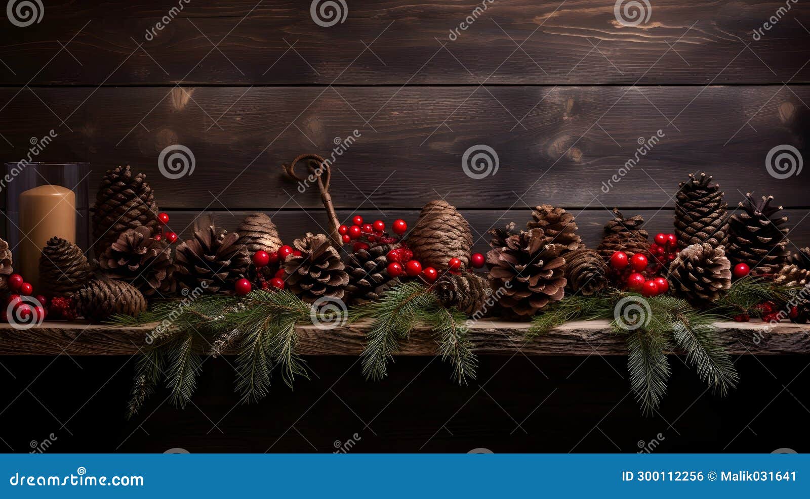 A Rustic-themed Holiday Garland Border Featuring Natural Elements Like ...