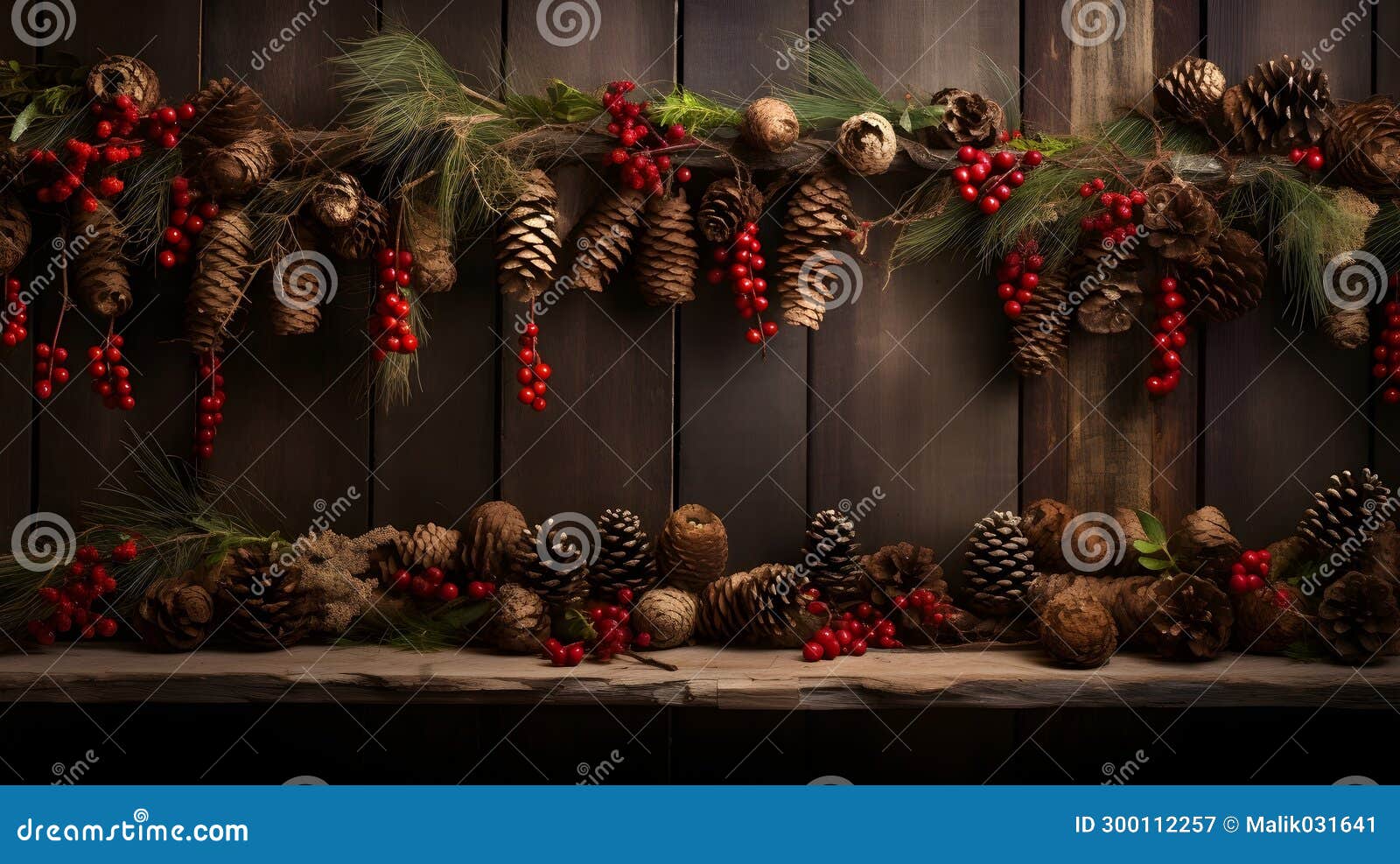 A Rustic-themed Holiday Garland Border Featuring Natural Elements Like ...