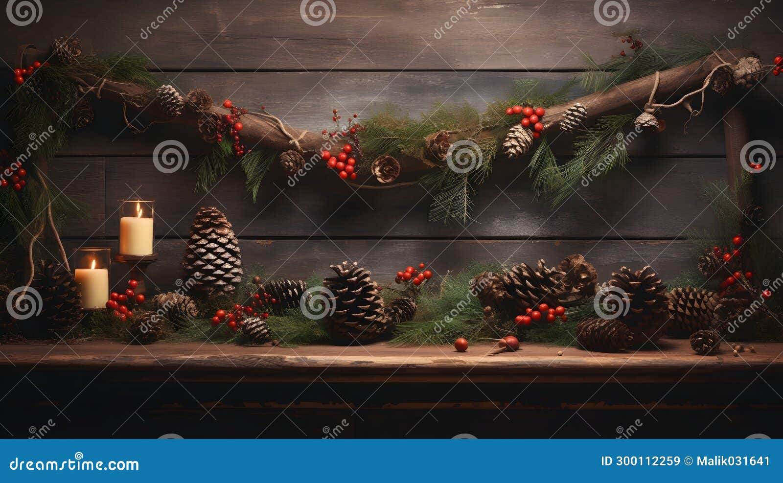 A Rustic-themed Holiday Garland Border Featuring Natural Elements Like ...