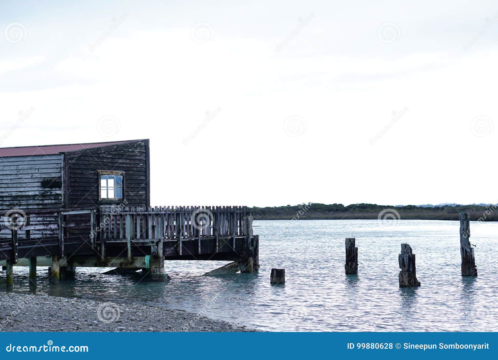 Rustic Timber Facade House on the Lake Side Stock Photo - Image of ...